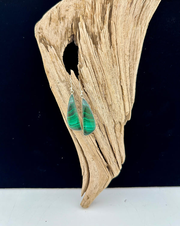 Bijou boucle d'oreille Malachite - Cristal du Lac
